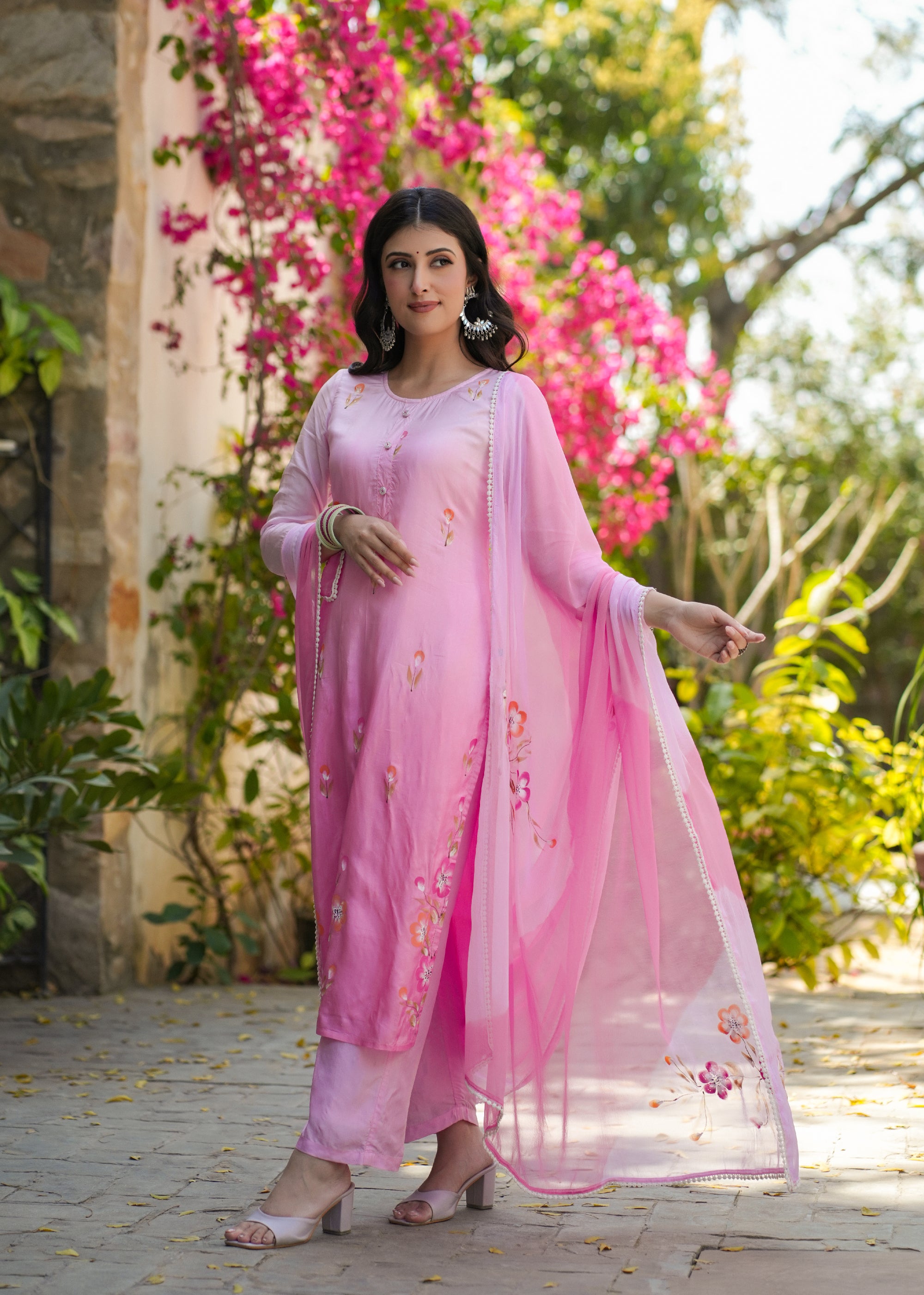Triya Pink Hand painted Suit Set – EverBloom