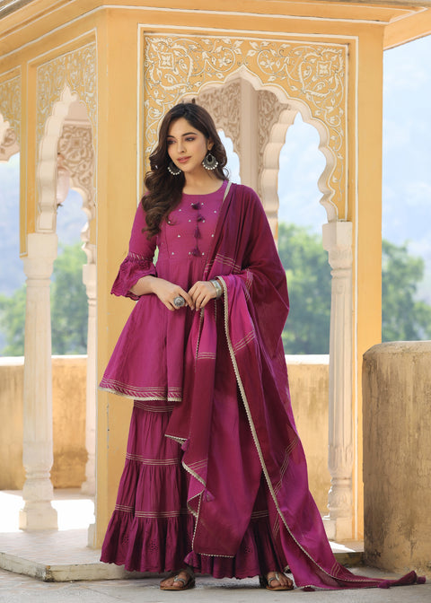 Buy Cotton Sharara Suit Sets For Women | Sharara Kurta Set – EverBloom