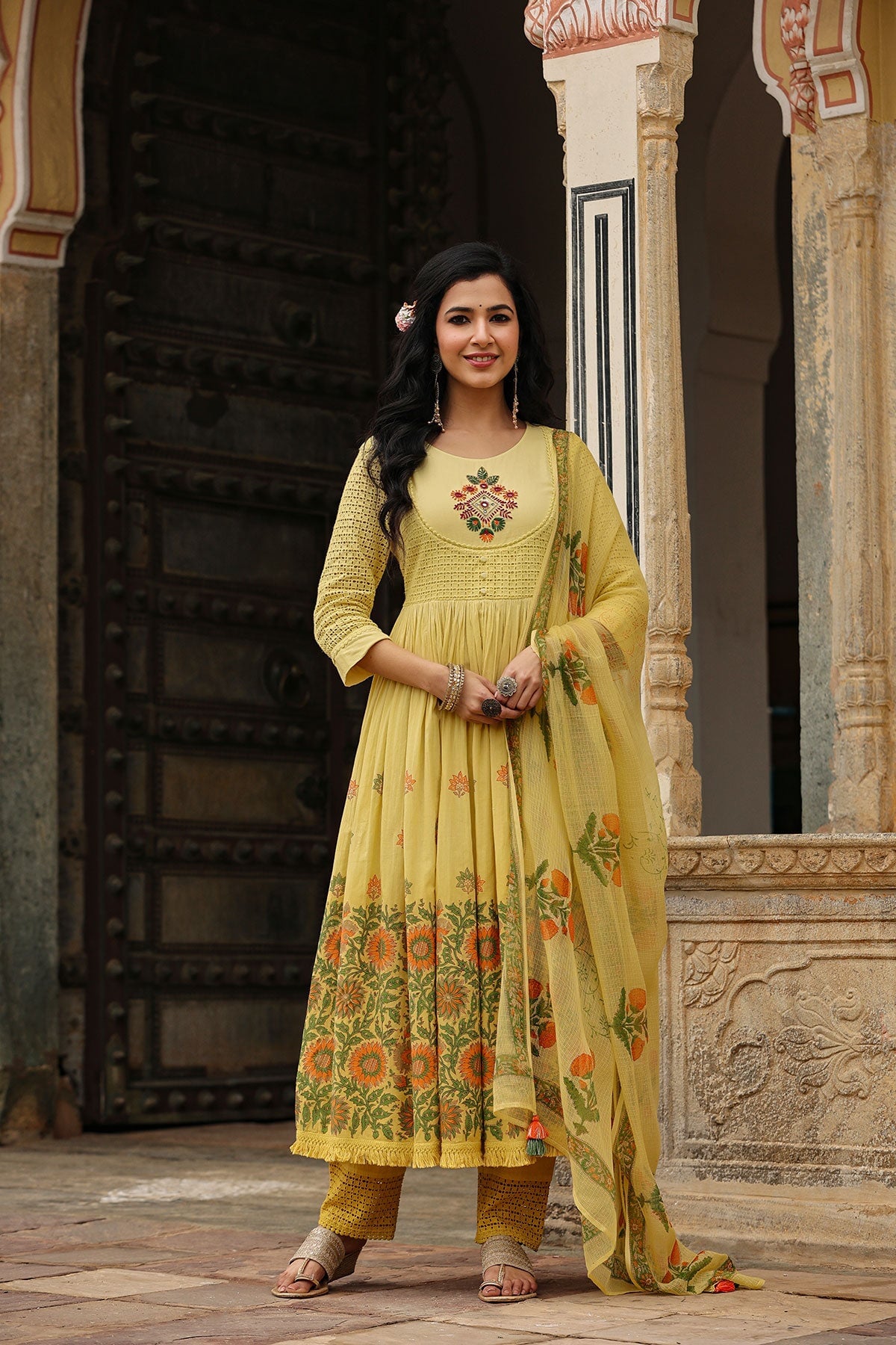 Agni Yellow Ombre Kurta Pant Set - EverBloom India